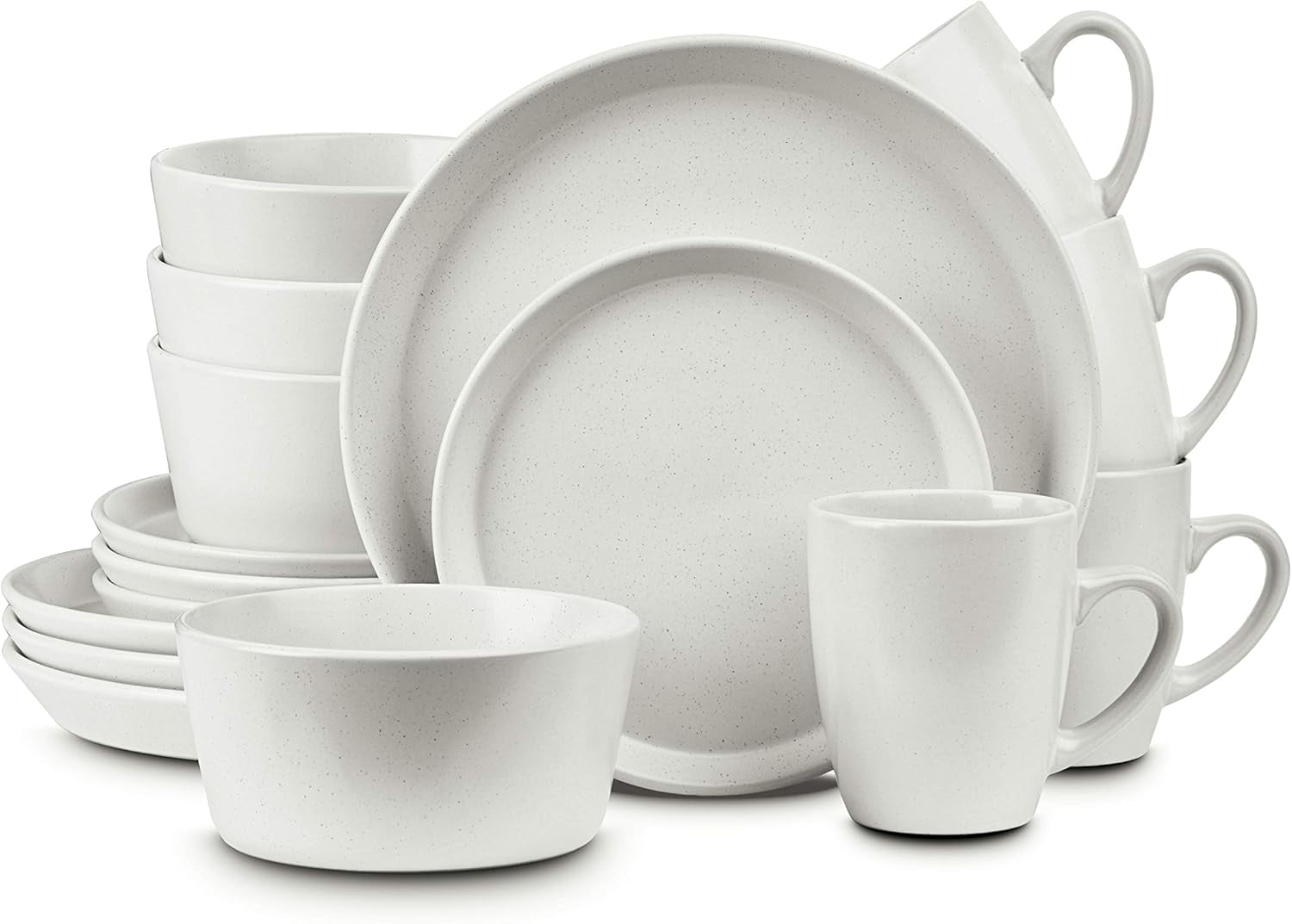 Albie Stoneware 32-Piece Modern Dinnerware Set, Kitchen Plates and ...