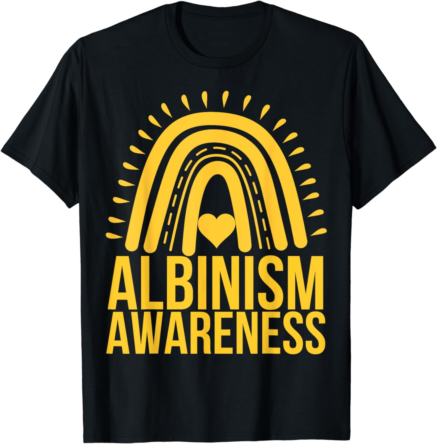 Albinism Awareness Heart Rainbow Yellow T-Shirt - Walmart.com