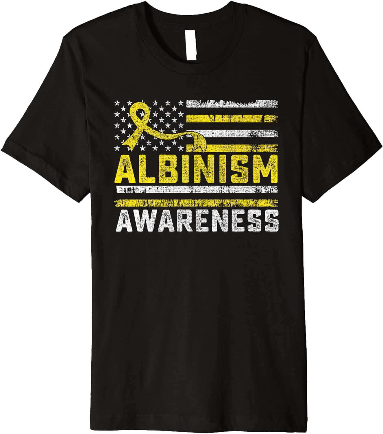 Albinism Awareness Month Apparel American Flag Yellow Ribbon Premium T ...