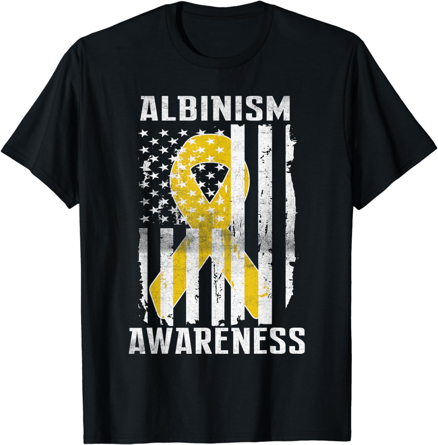 Albinism Awareness Month Day USA Flag Ribbon Yellow T-Shirt - Walmart.com