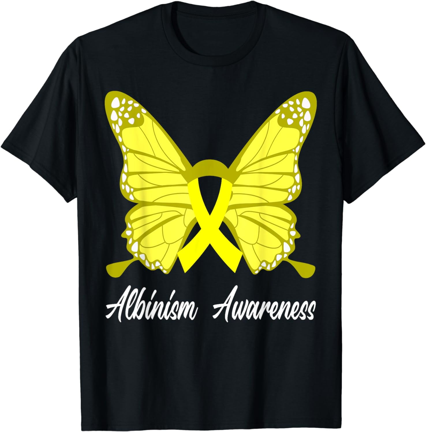 Albinism Awareness Support In June Yellow Ribbon Butterfly T-Shirt ...