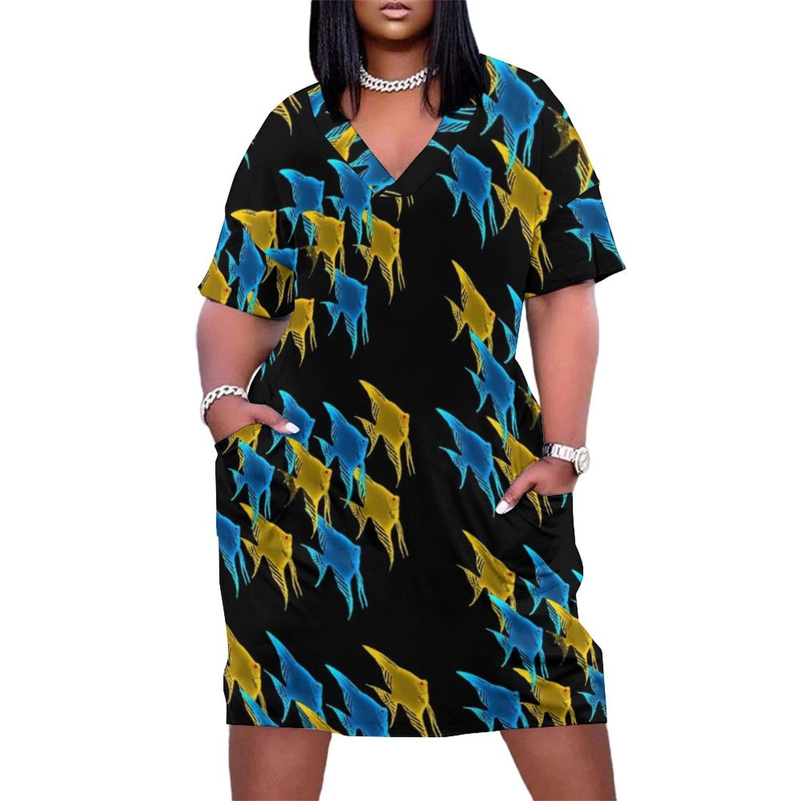 Albino Angel Scalare and Blue Angel Scalare Loose Pocket Dress Evening gown clothes party ...