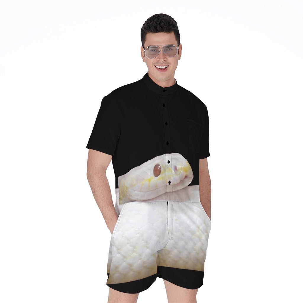 Albino Snake Short Sleeve Men'S Rompers, Snakes Python Casual Summer Jumpsuits Outfit - Walmart.com