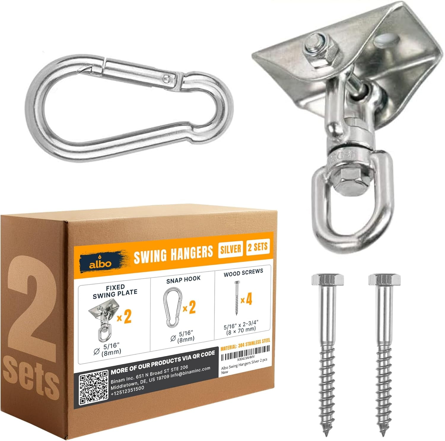 Albo 2650LBS Heavy Duty Ceiling Swing Hooks – 2 Pack Silver, 304 ...