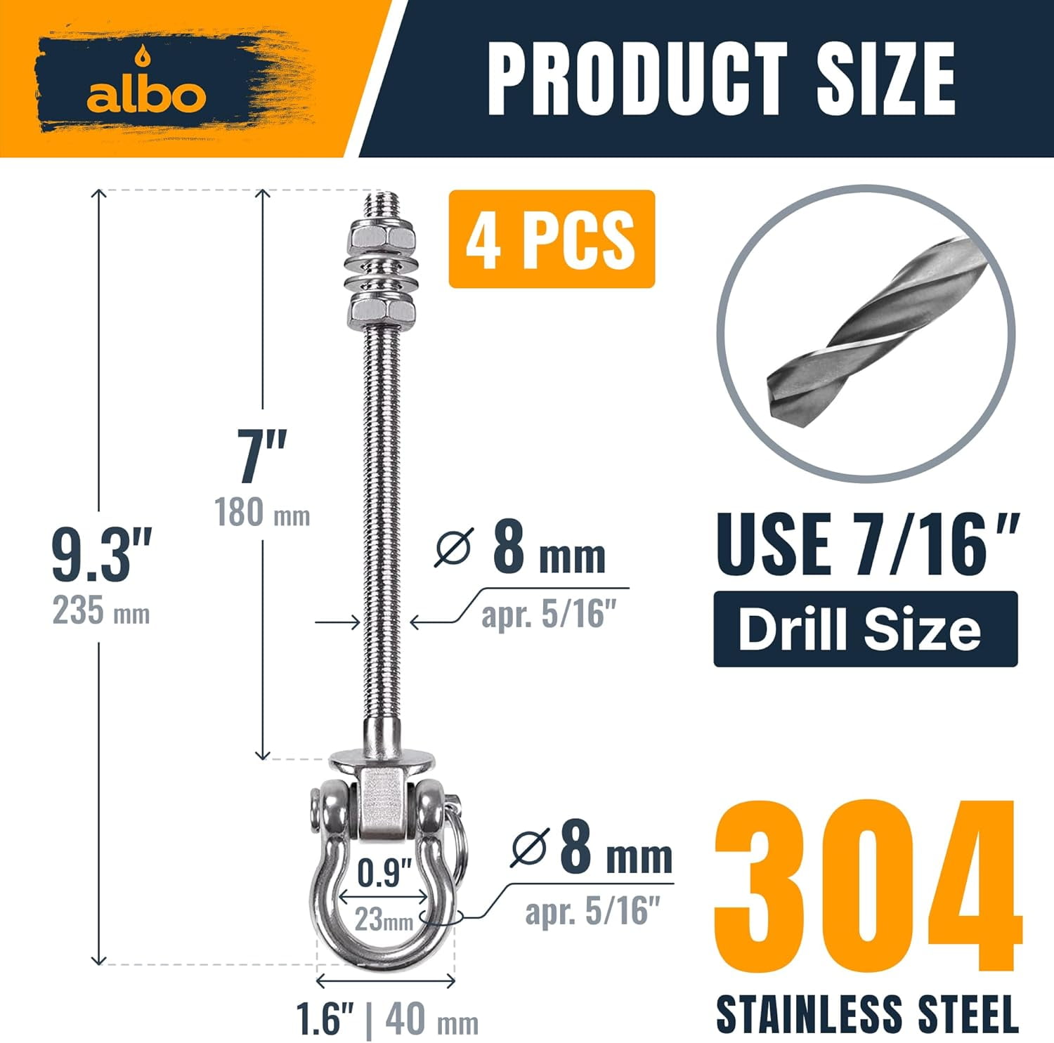 Albo 4 Pack Heavy Duty Swing Hangers – 7 Inch, 304 Stainless Steel ...