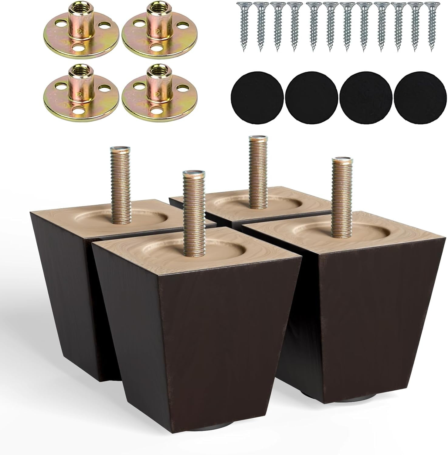 Albo Wood Furniture Legs 3 inch, Heavy Duty Sofa Legs, Pack of 4 Square ...