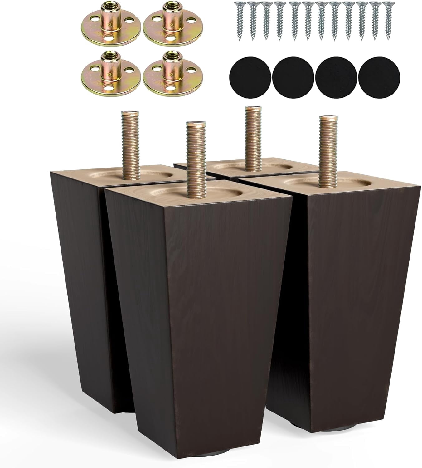 Albo Wood Furniture Legs 5 inch, Heavy Duty Sofa Legs, Pack of 4 Square ...