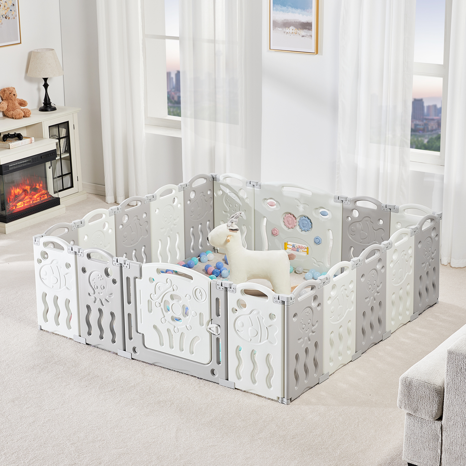 Albott Baby Playpen 14 Panels Foldable - Kids Safety Play Center Yard ...