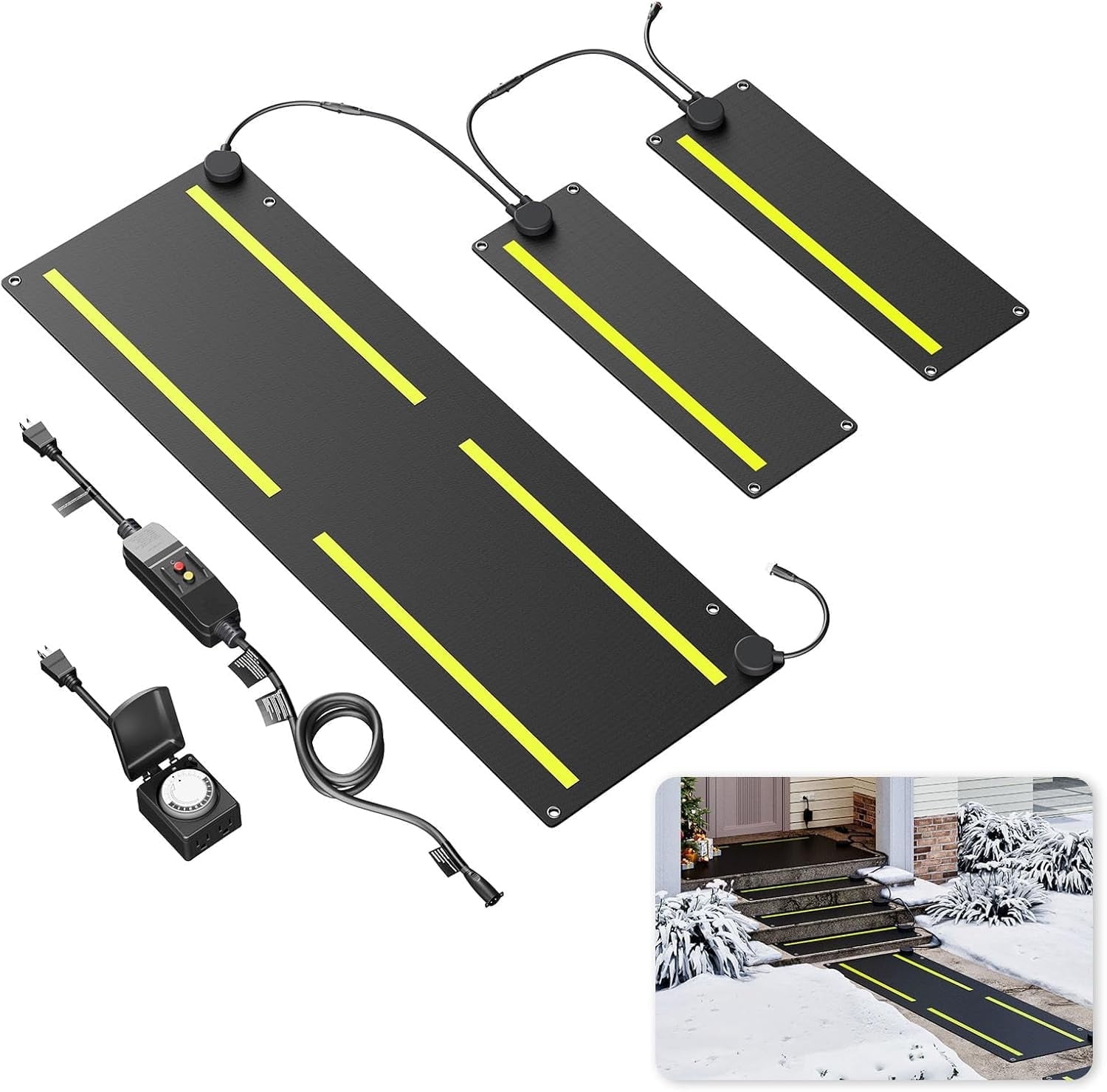 Jocisland Snow Melting Mats, Non-Slip Heated Outdoor Mats with Timer ...