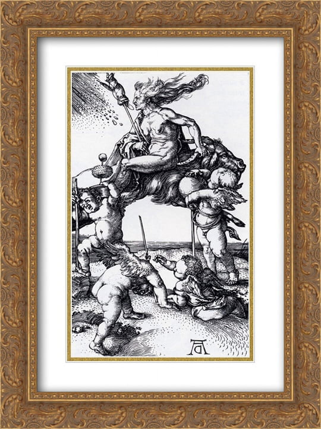 Albrecht Durer 2x Matted 18x24 Gold Ornate Framed Art Print 'Witch ...