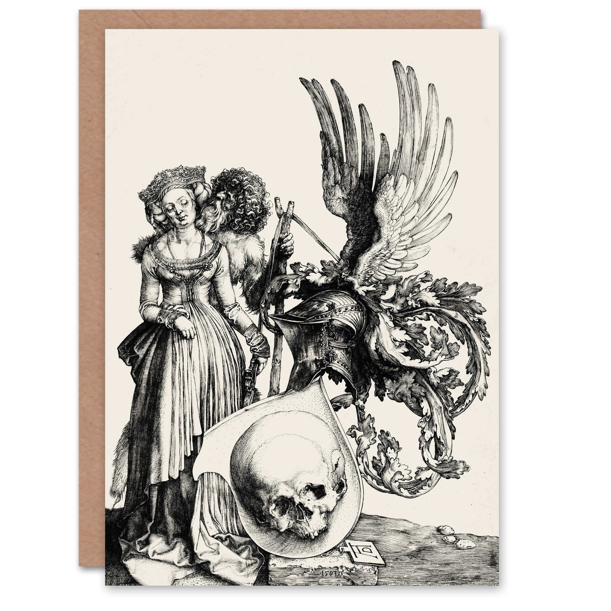Albrecht Durer Art Card Coat of Arms with a Skull - Walmart.com