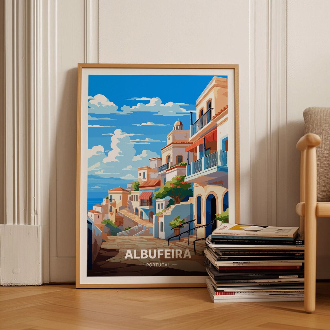 Albufeira Portugal Travel Poster, Scenic Wall Art For Home Decor ...