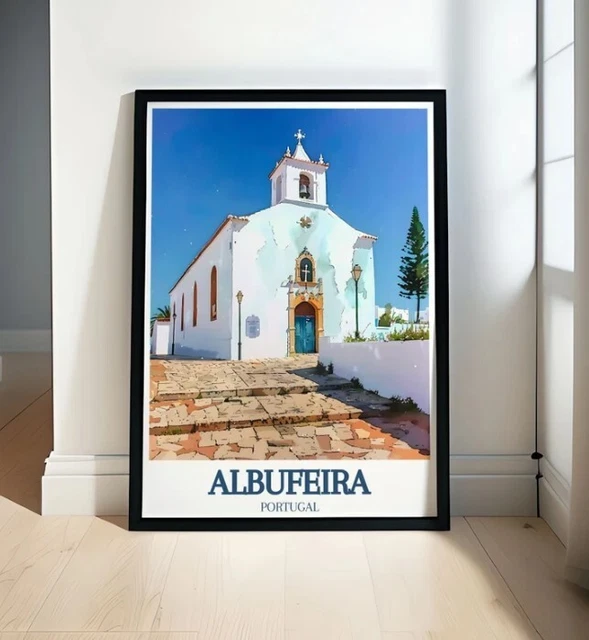 Albufeira Travel Poster - St Anna Church Print - Portugal Art Decor ...