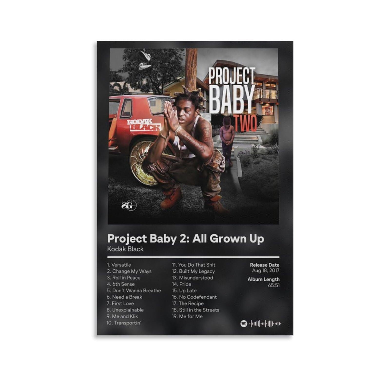 Album Cover Kodak Black Project Baby 2 All Grown Up Poster Canvas Wall ...