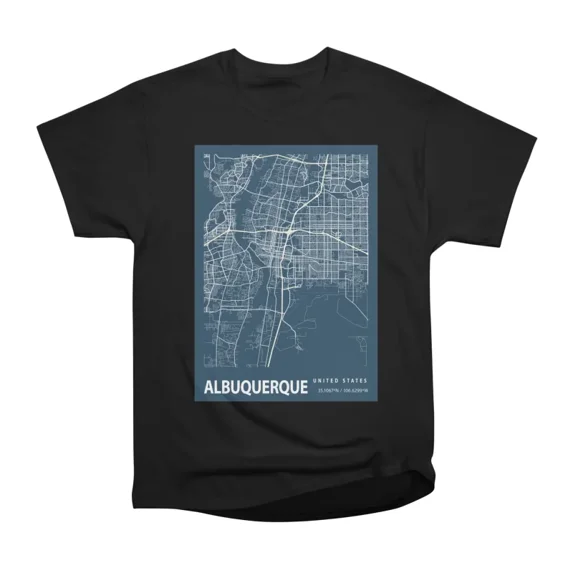 Albuquerque Blueprint City Map T-Shirt Tee Gift For Him Merch For Her ...