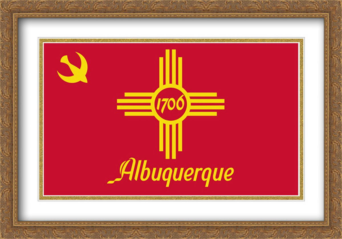 Albuquerque, New Mexico 2x Matted 40x28 Large Gold Ornate Framed Art ...