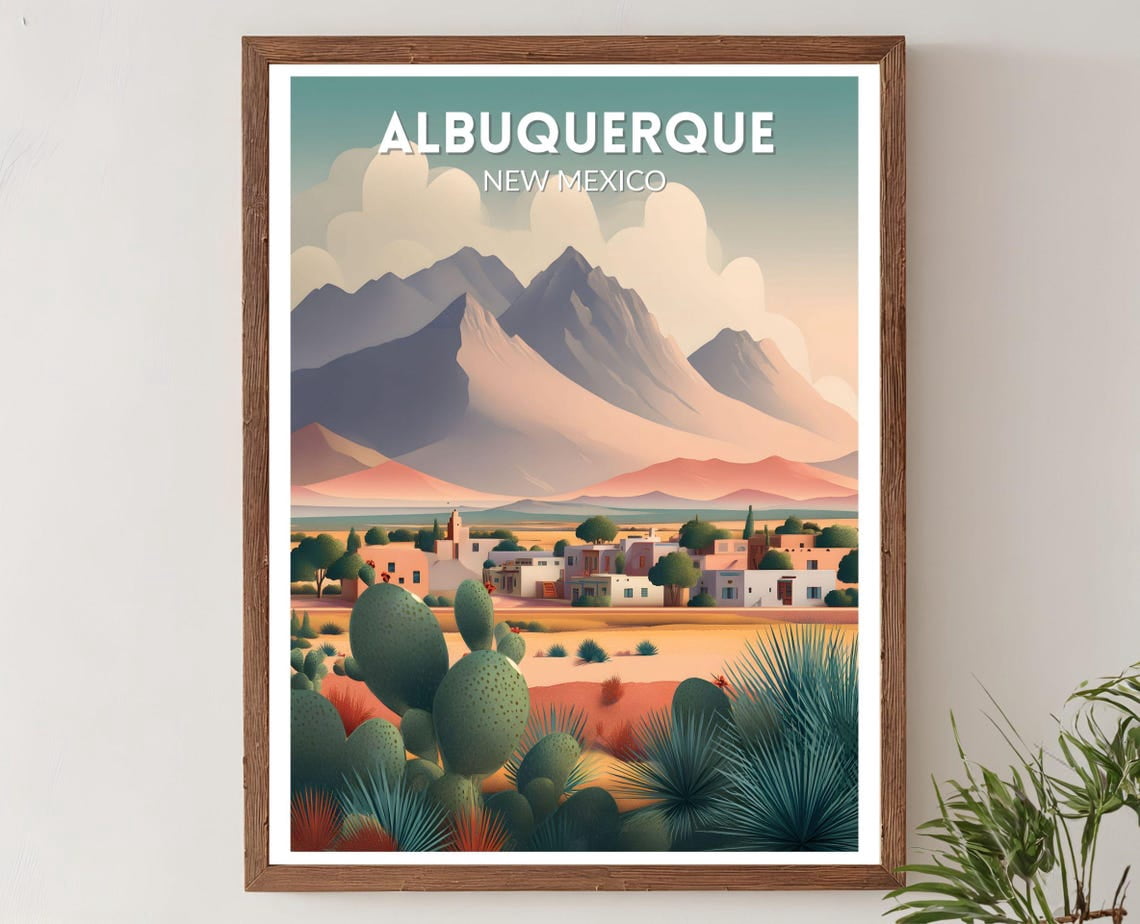 Albuquerque New Mexico Retro Travel Mid Century Modern Vintage ...