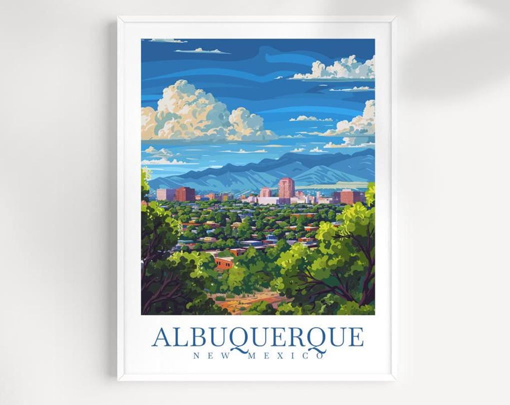 Albuquerque Travel Print Wall Art Albuquerque Wall Hanging Home Décor ...
