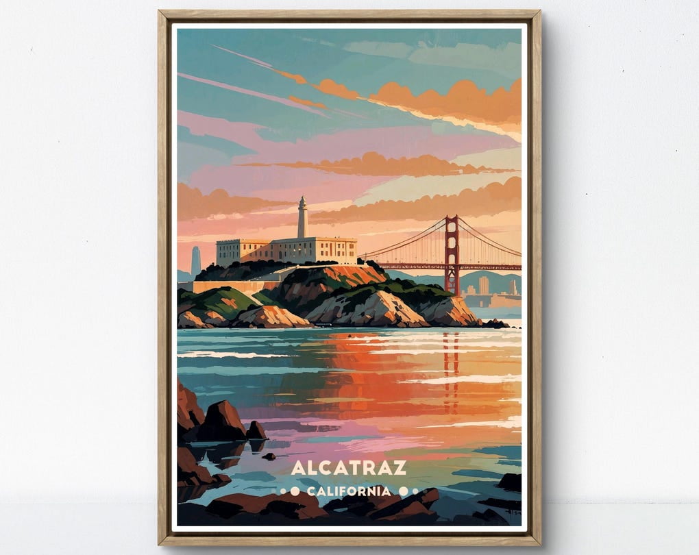 Alcatraz Poster, San Francisco Bay Art, California Landmark Print ...