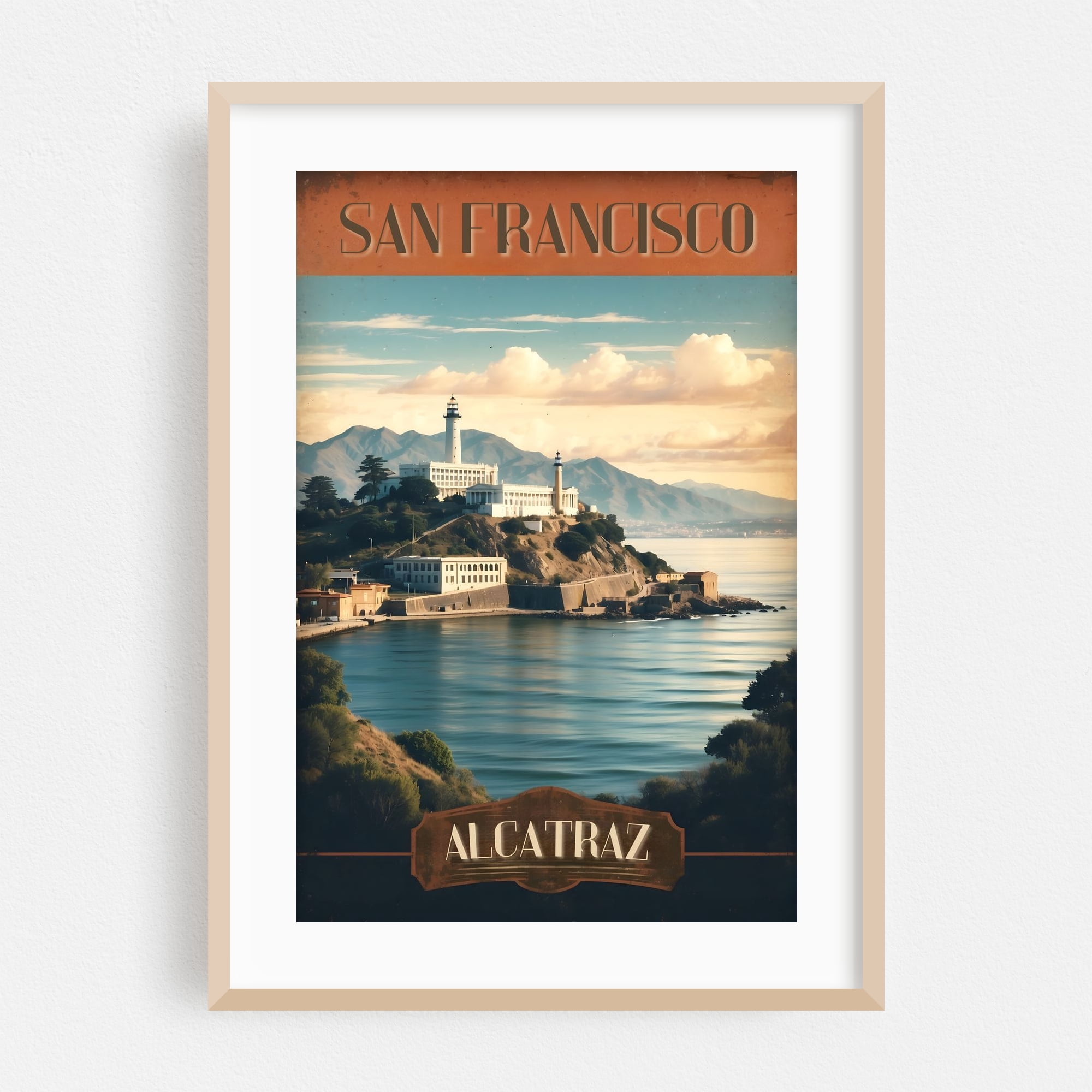 Alcatraz Vintage Travel Poster - Historic Island Art - San Francisco ...