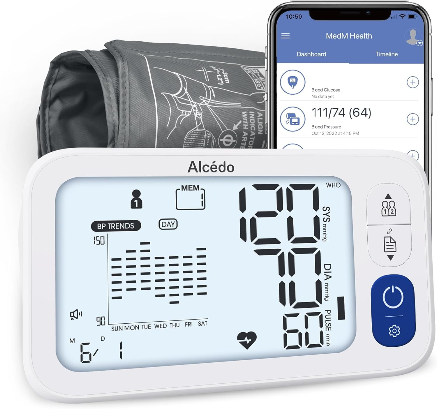 Alcedo Bluetooth Blood Pressure Monitor for Home Use, Accurate Upper ...