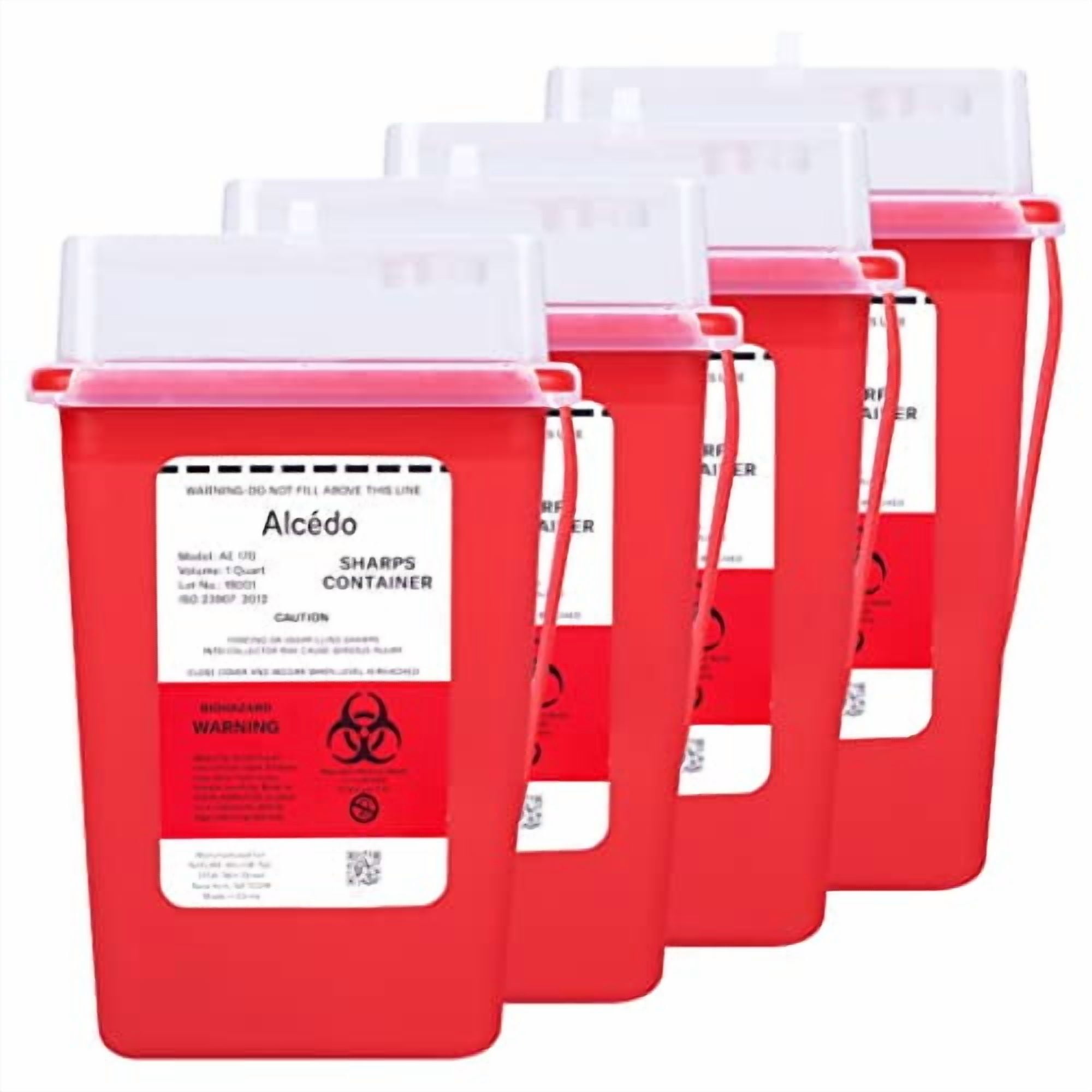 Alcedo Lab Sharps Container 1 Quart Plus (4 Pack) - Walmart.com