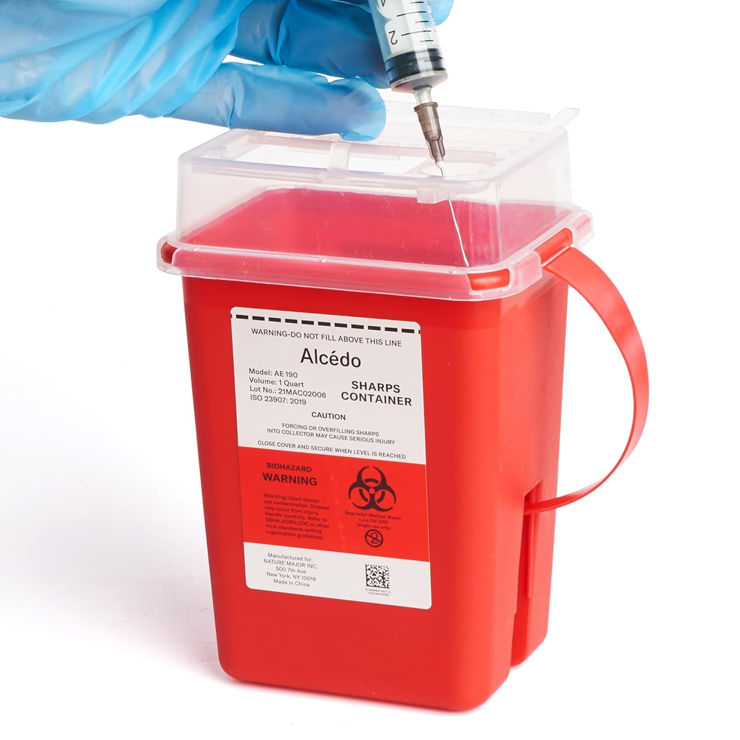 Alcedo Sharps Container for Home Use 1 Quart (1-Pack), Biohazard Needle ...