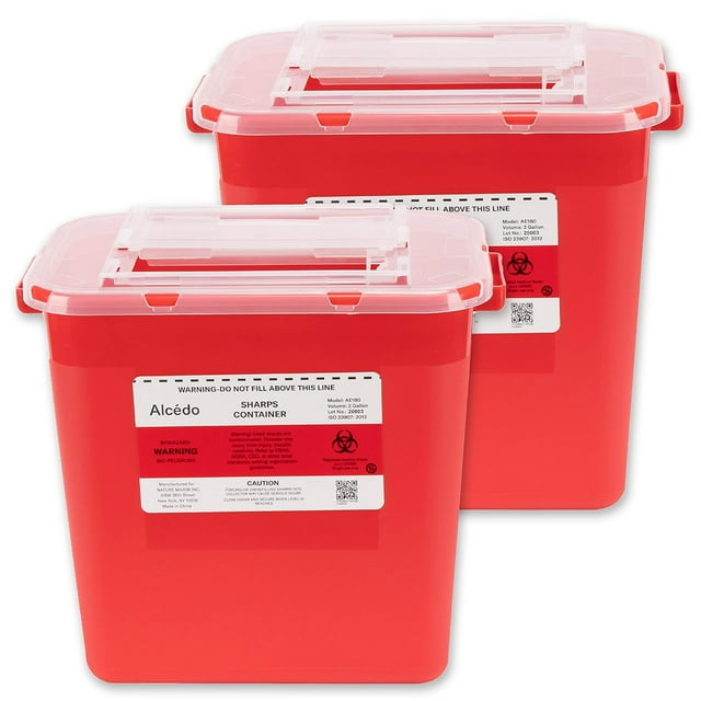 Alcedo Sharps Container for Home Use 2 Gallon (2-Pack) | Biohazard ...