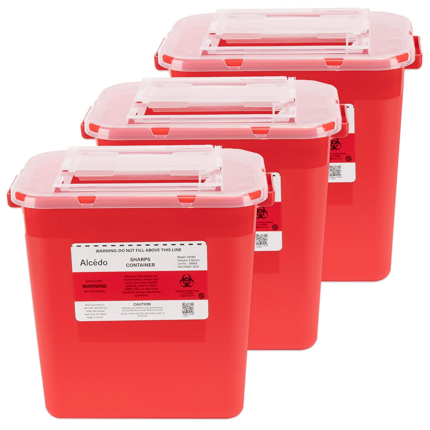 Alcedo Sharps Container for Home Use 2 Gallon (3-Pack), Biohazard ...
