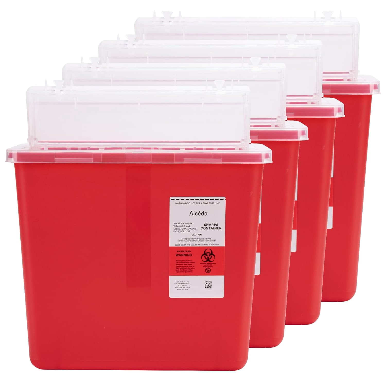 Alcedo Sharps Container for Home and Professional Use 5 Quart (4 Pack ...