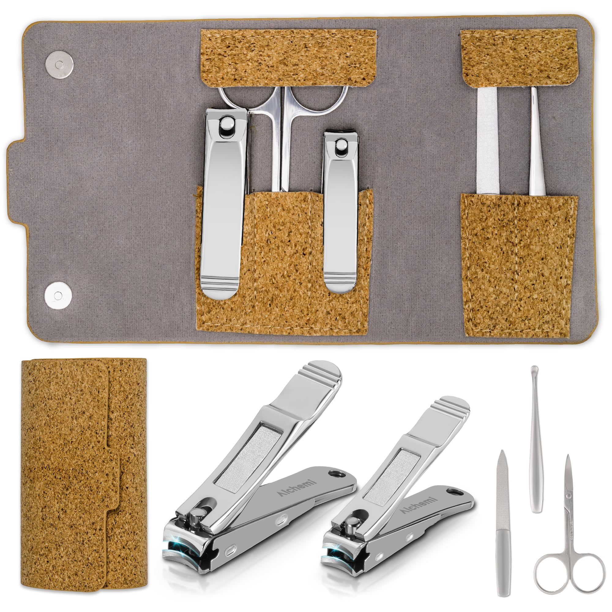 Alchemi Plus Nail Clippers with Catcher, 3D Curved Bladed Fingernail ...