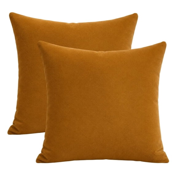Alchemic Living Set of 2 Honey Gold Luxurious Soft Velvet Pillow Covers ...