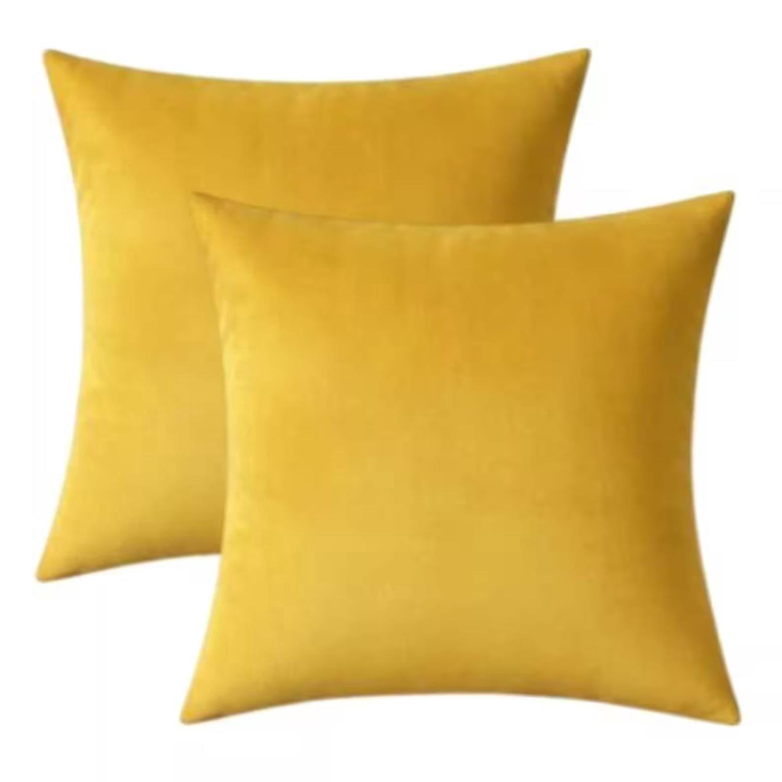 Alchemic Living Set of 2 Mustard Yellow Luxurious Soft Velvet Rectangle ...