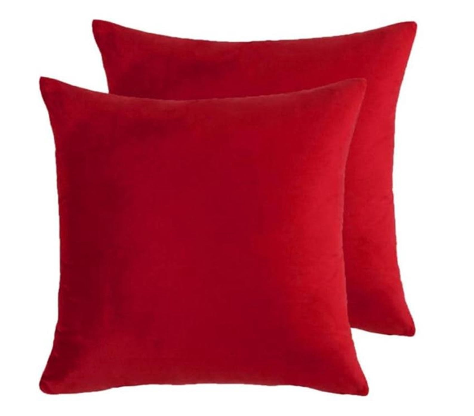 Alchemic Living Set of 2 Red Luxurious Soft Velvet Rectangle Pillow ...