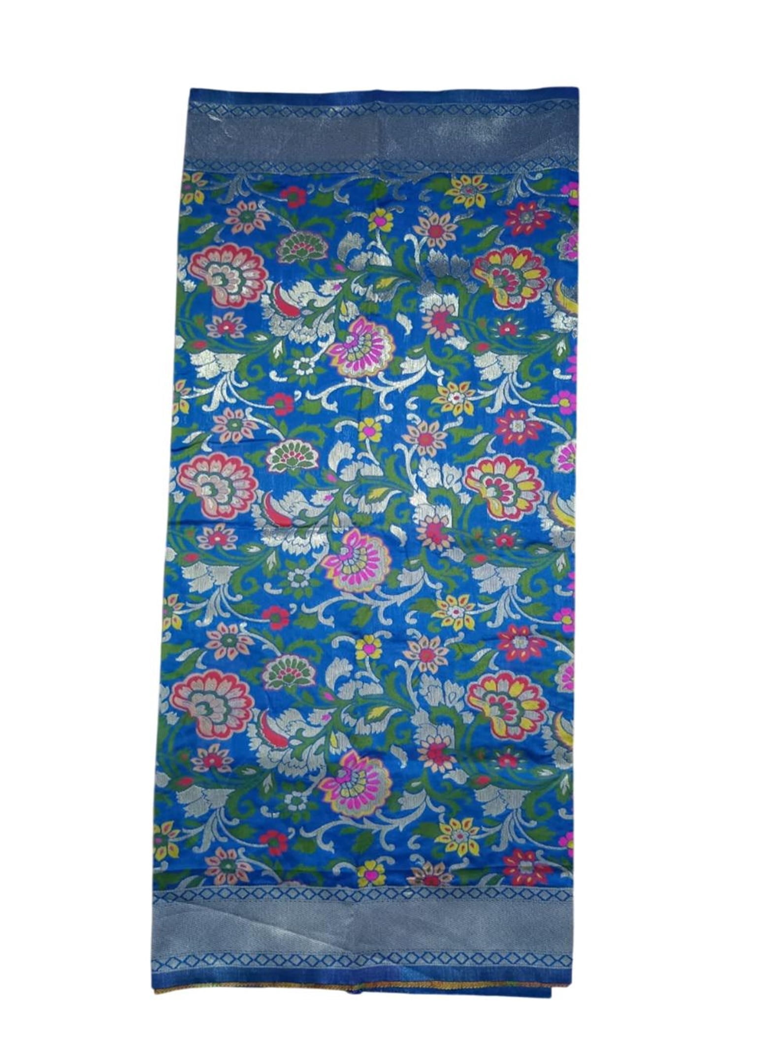 AlchemicLiving Classic Royal Blue Embroidered Woven Banarasi Silk Zari ...