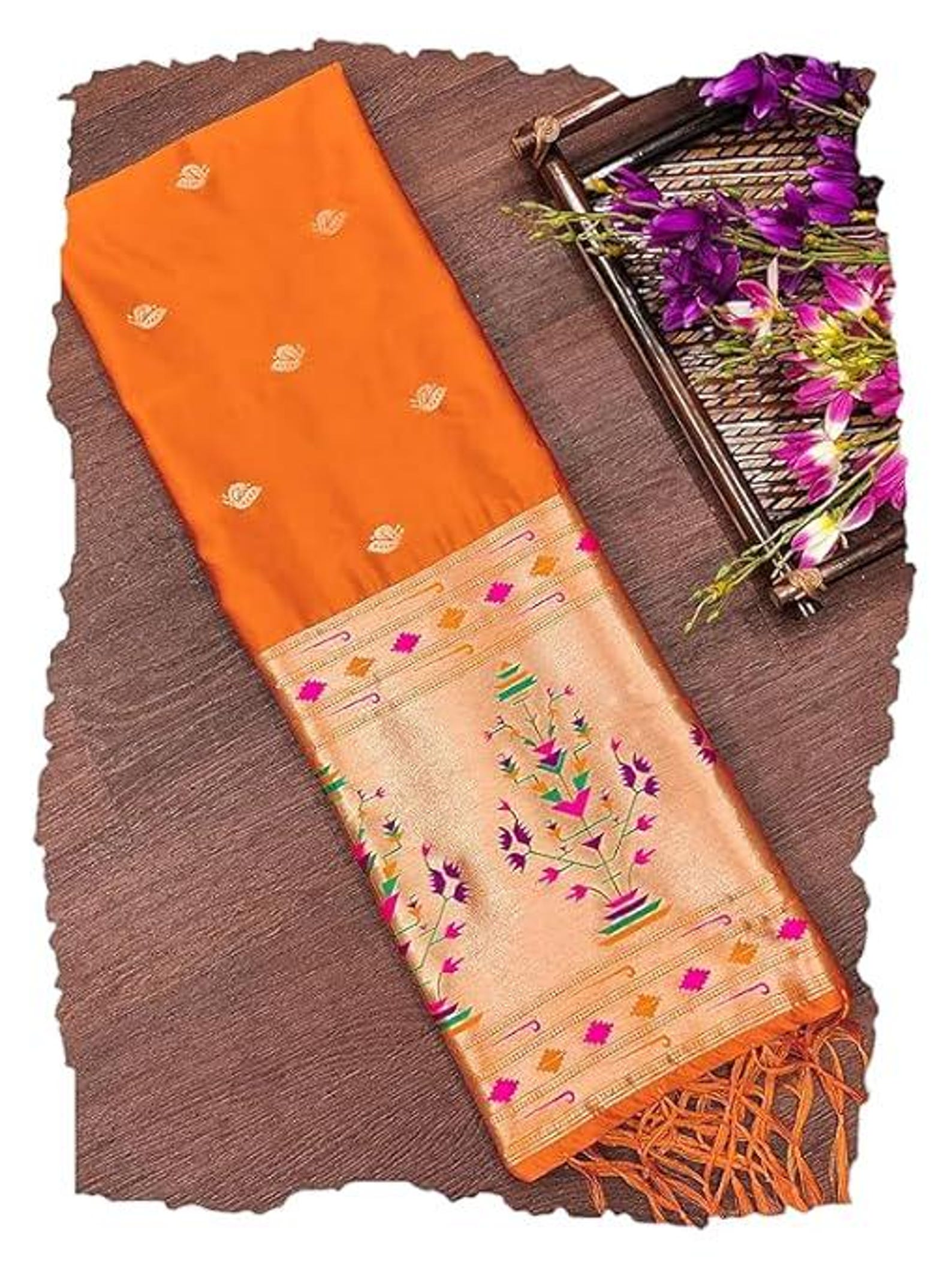 AlchemicLiving Navy Blue Woven Paithani Banarasi Silk Dupatta/Chunni ...