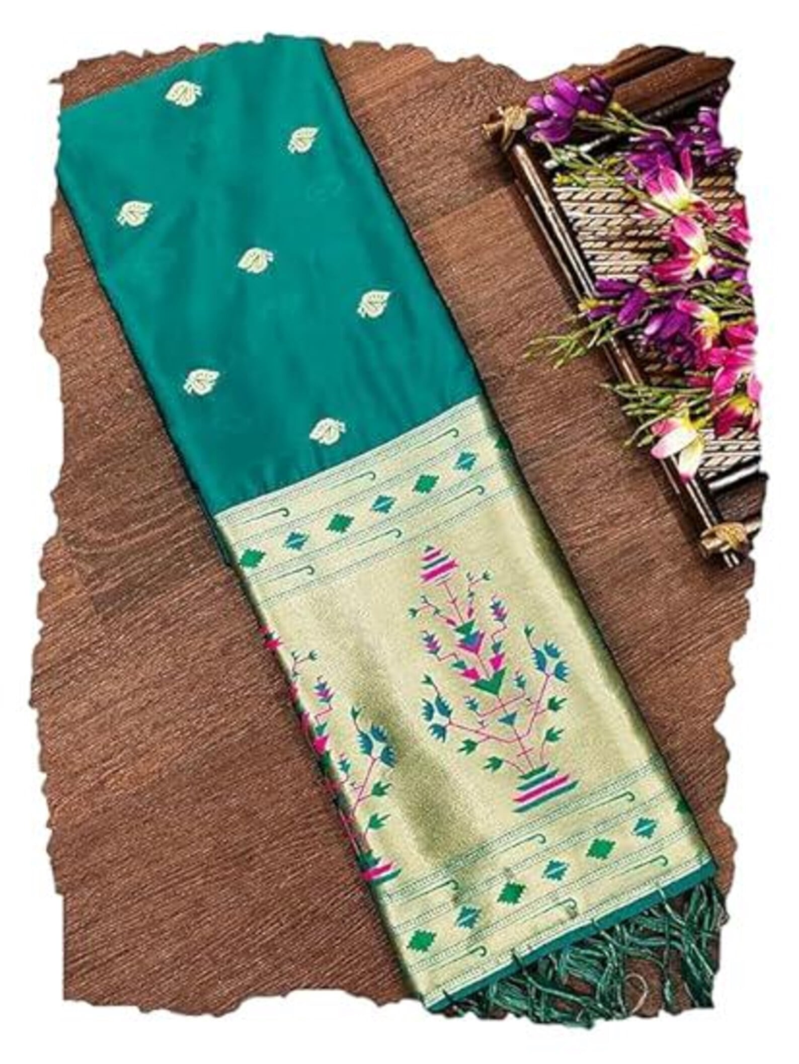 AlchemicLiving Rama Woven Paithani Banarasi Silk Dupatta/Chunni for ...