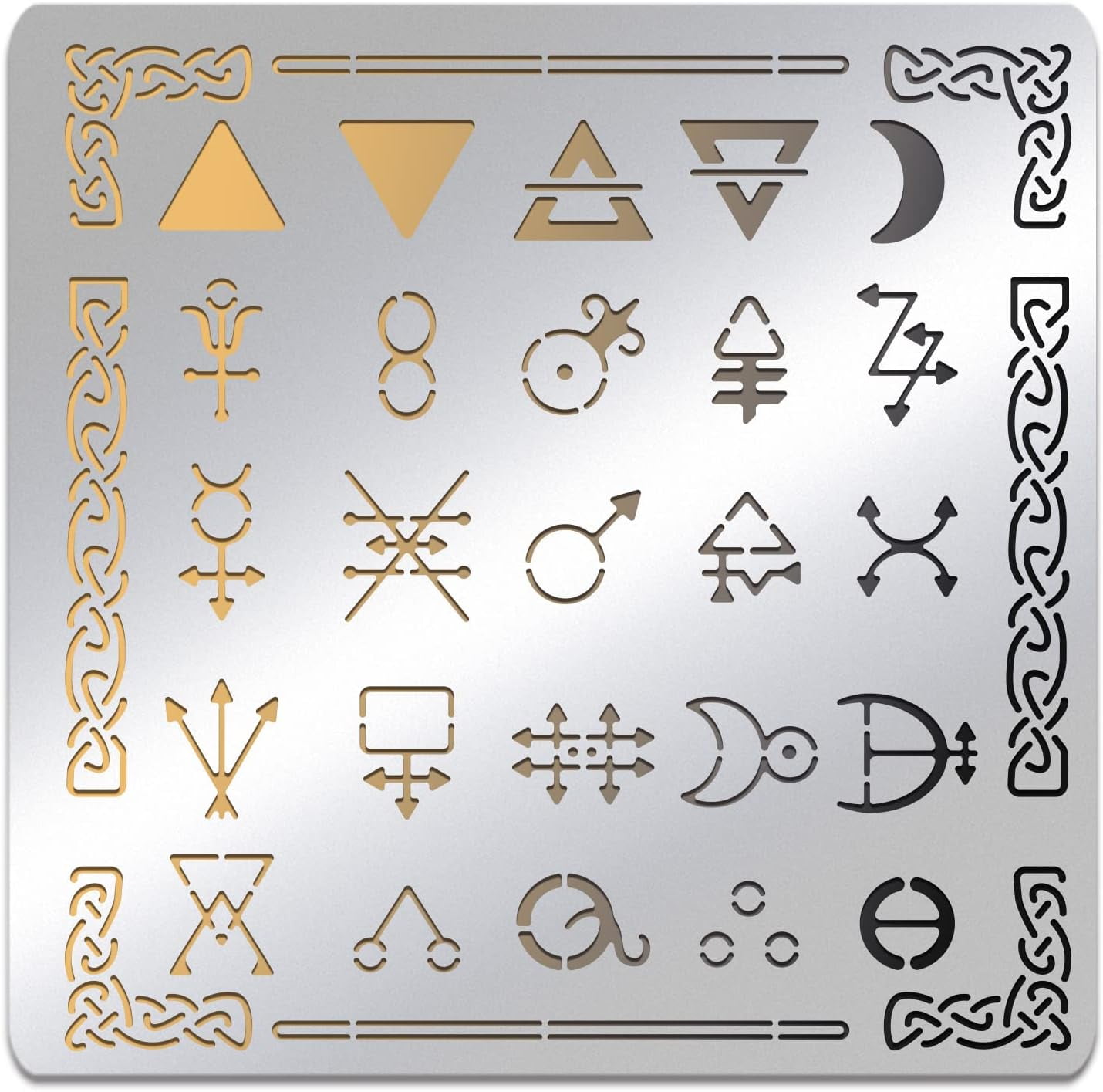 Alchemical Sign Stainless Steel Stencil Border Triangle Symbol Patterns ...