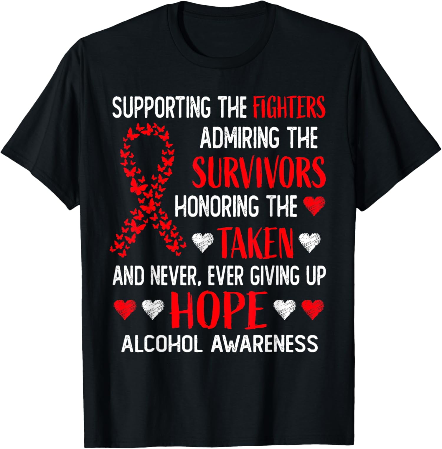 Alcohol Awareness Gifts red Ribbon Survivor Fighter T-Shirt - Walmart.com