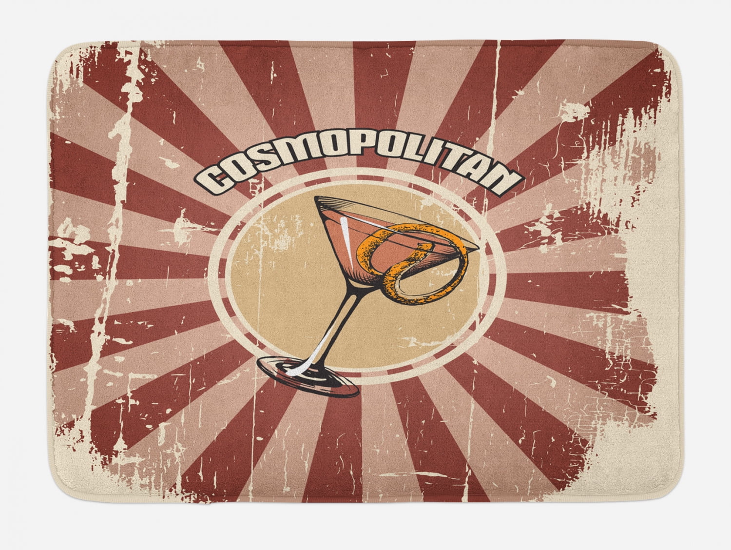Alcohol Bath Mat, Hand-Drawn Cosmopolitan Cocktail on Retro Grungy ...