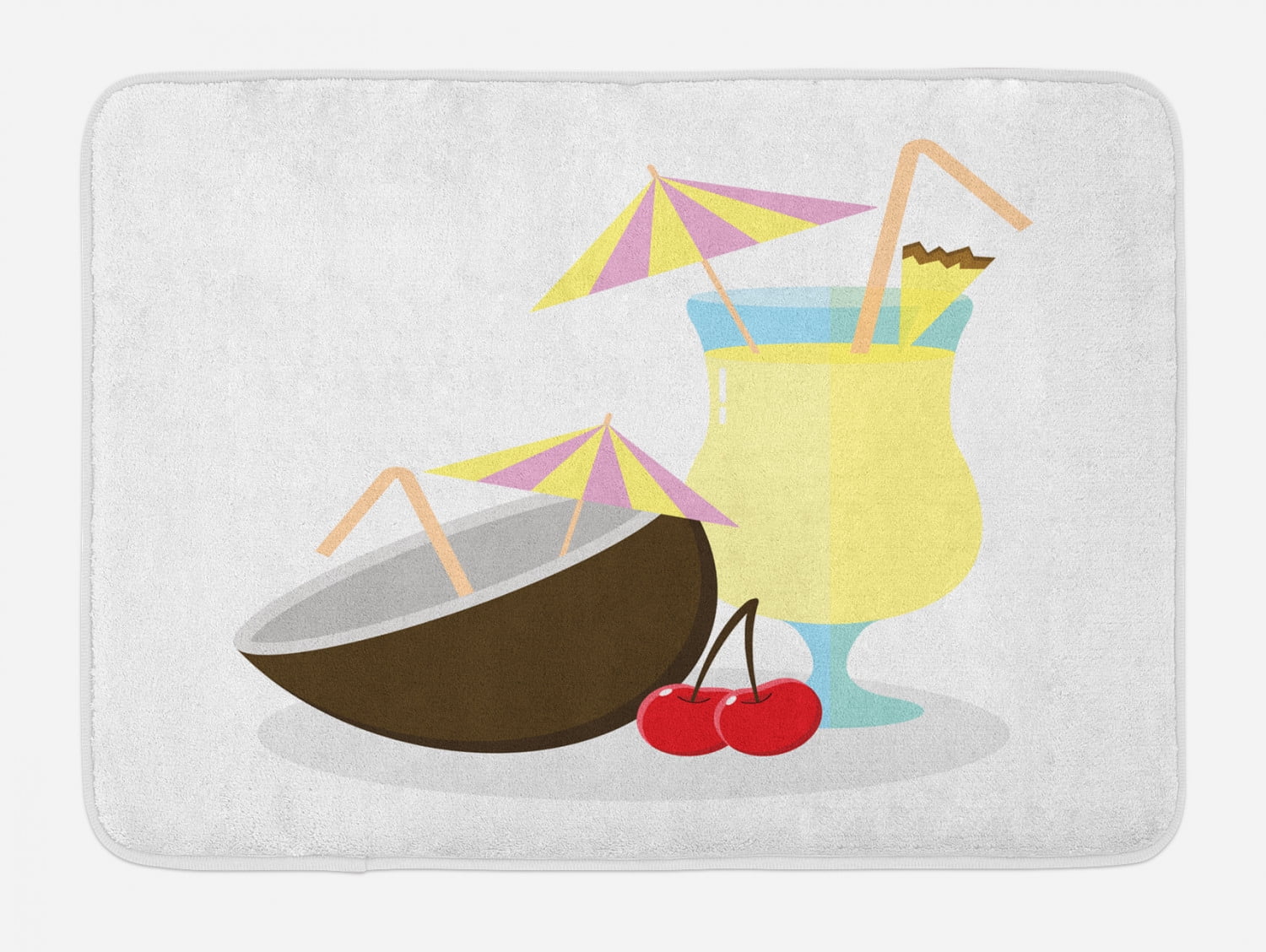 Alcohol Bath Mat, Illustration of Pina Colada Cocktail Coconut and ...