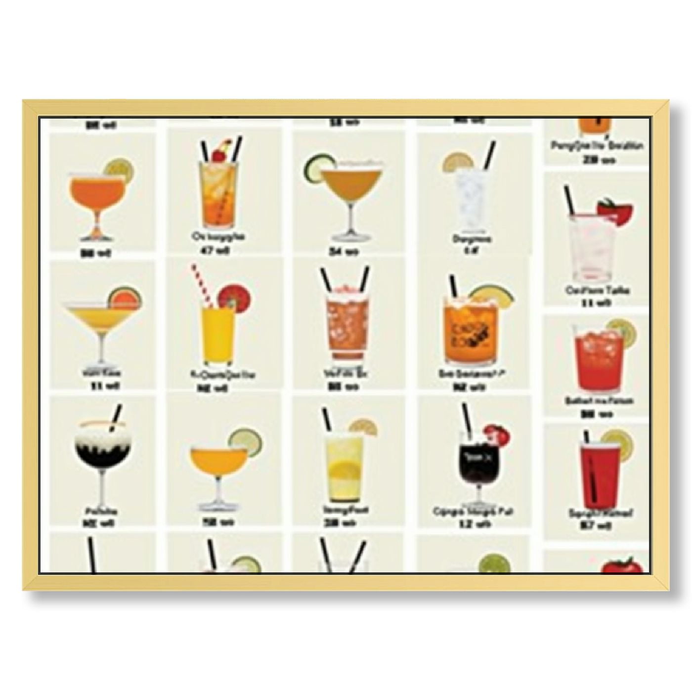 Alcohol Framed Wall Art - Menu Bar Drink Artwork, Bar Decor, Kitchen ...
