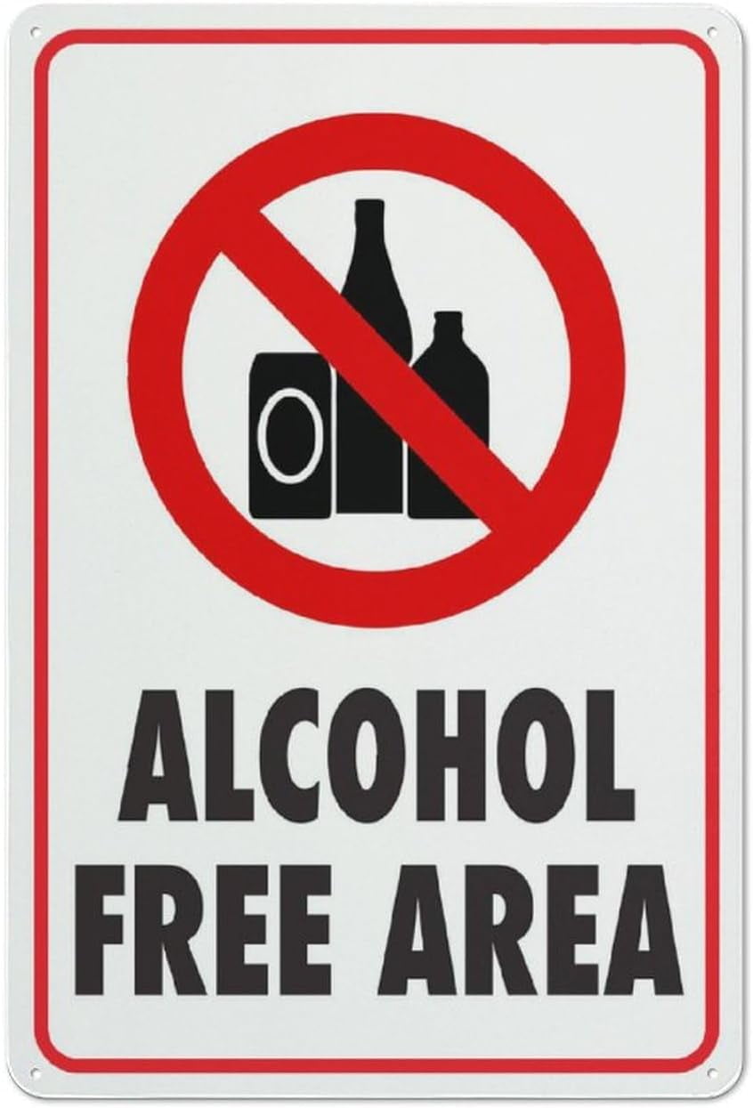 Alcohol Free Area Sign Outdoor Signs Aluminum 12X8 Inch Uv Ink Printed ...