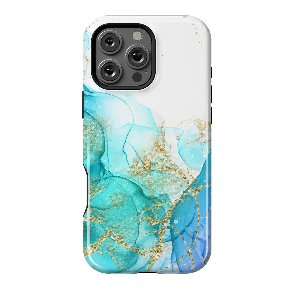 Alcohol Ink Painting With Gold Fake Glitter Tough Case for iPhone 11-17 ...