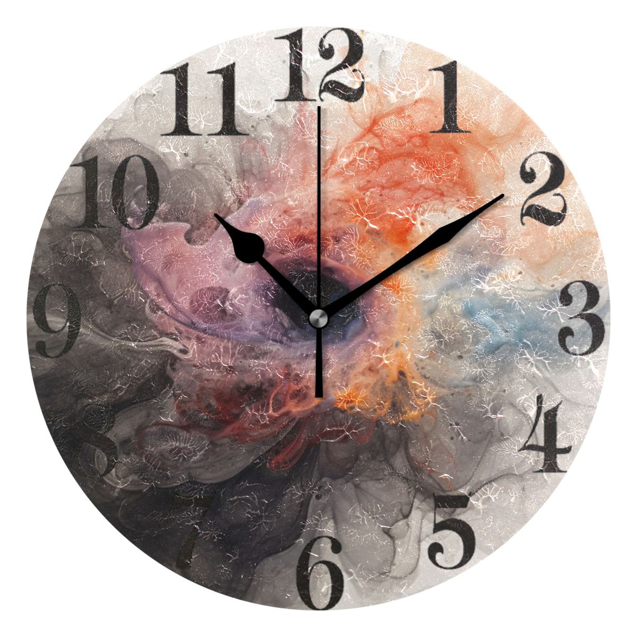 Alcohol Ink Tie Dye Wall Clock 9.8 inch Battery Operated Clocks Non ...
