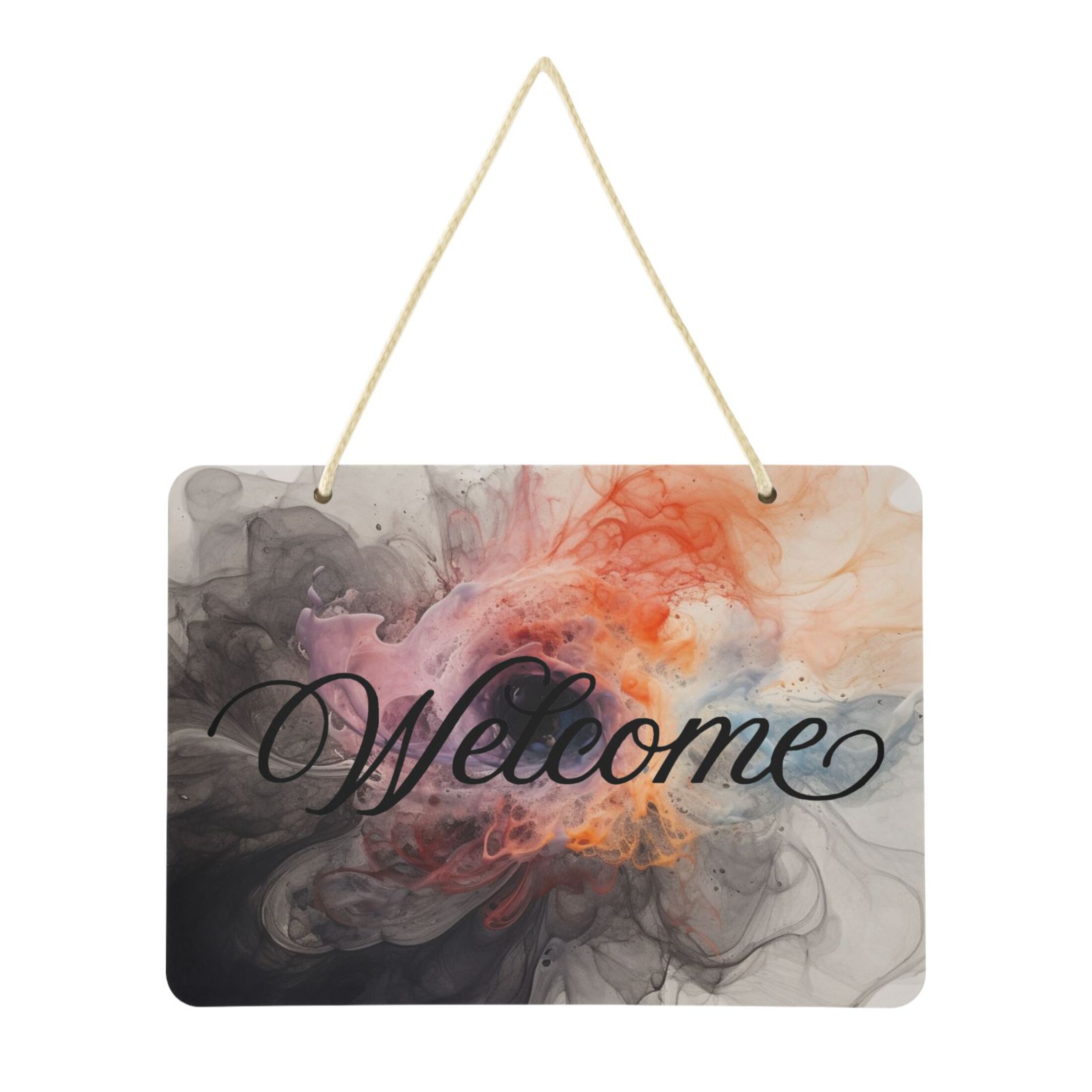 Alcohol Ink Tie Dye Welcome Sign Front Door PVC 14x10 inch Hanger Hello ...