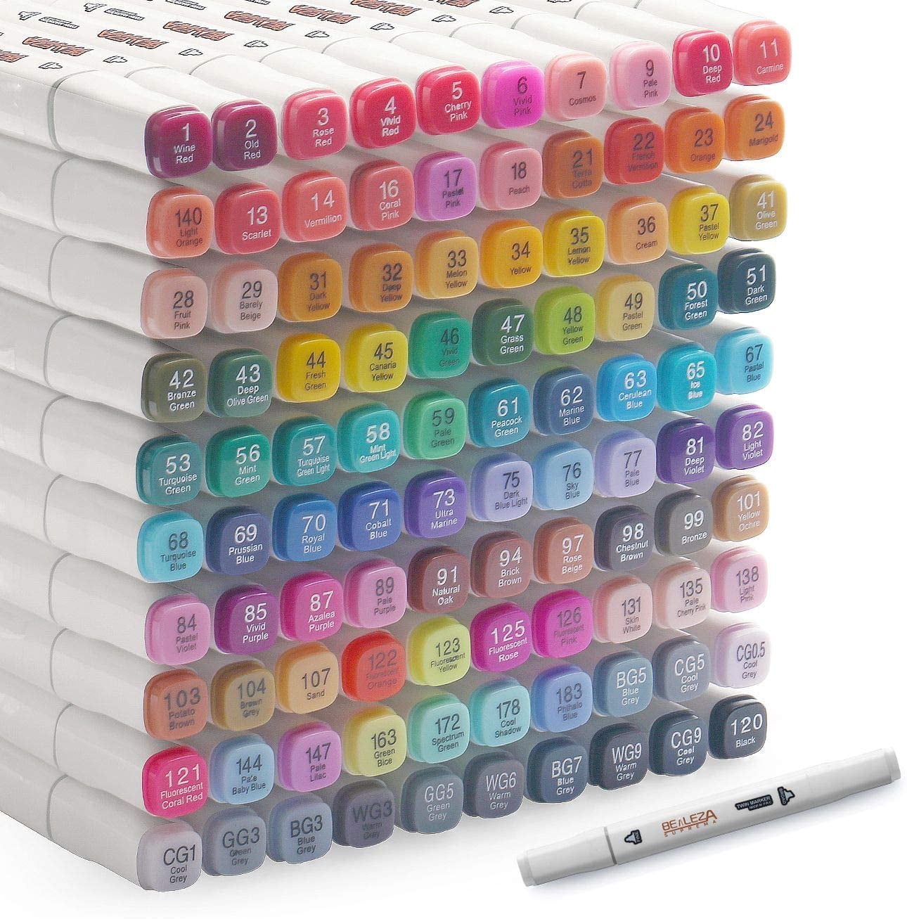 Alcohol Markers 100 Colors Art Markers Professional Art Pen Dual Tips ...