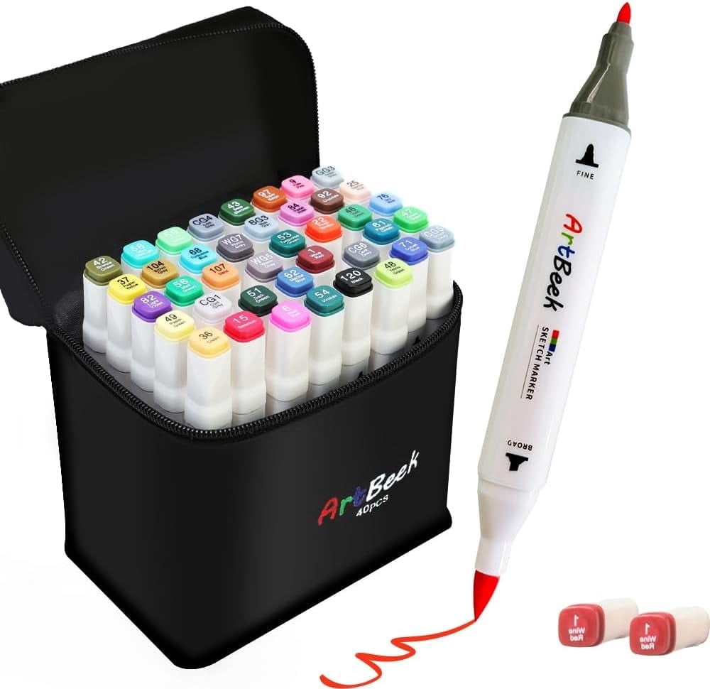 Alcohol Markers Brush and Fine Tip, Double Tipped Art Marker Set for ...