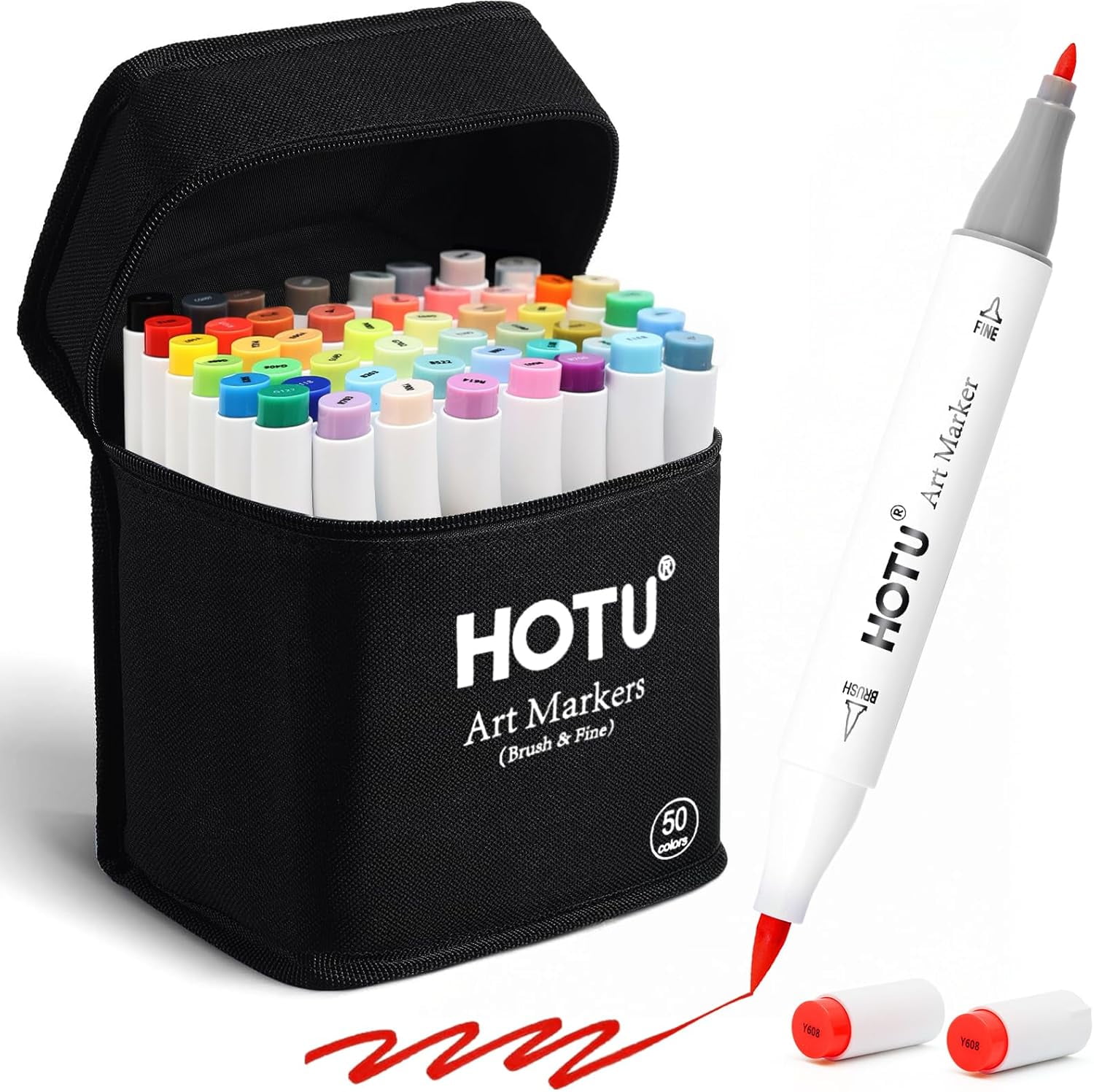 Alcohol Markers Brush Tip and Fine Tip 50 Colors Dual Tips Art Marker ...