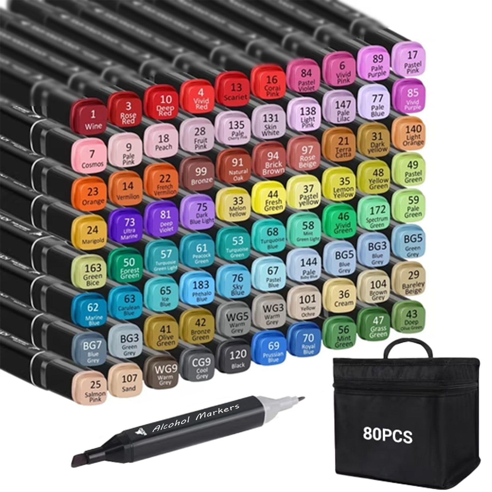 Alcohol Markers, MKV 80 Colors Dual Brush Tip Art Markers, Coloring ...